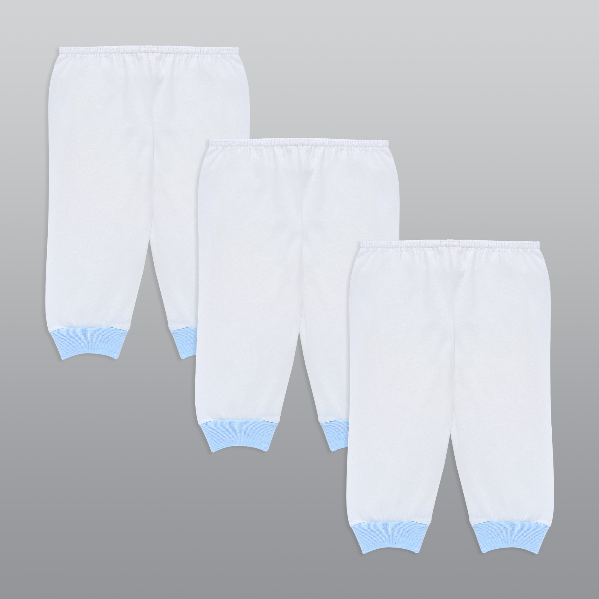 Cotton Stuff - 3-piece Pajama Pants (White with Blue) - Cotton Stuff