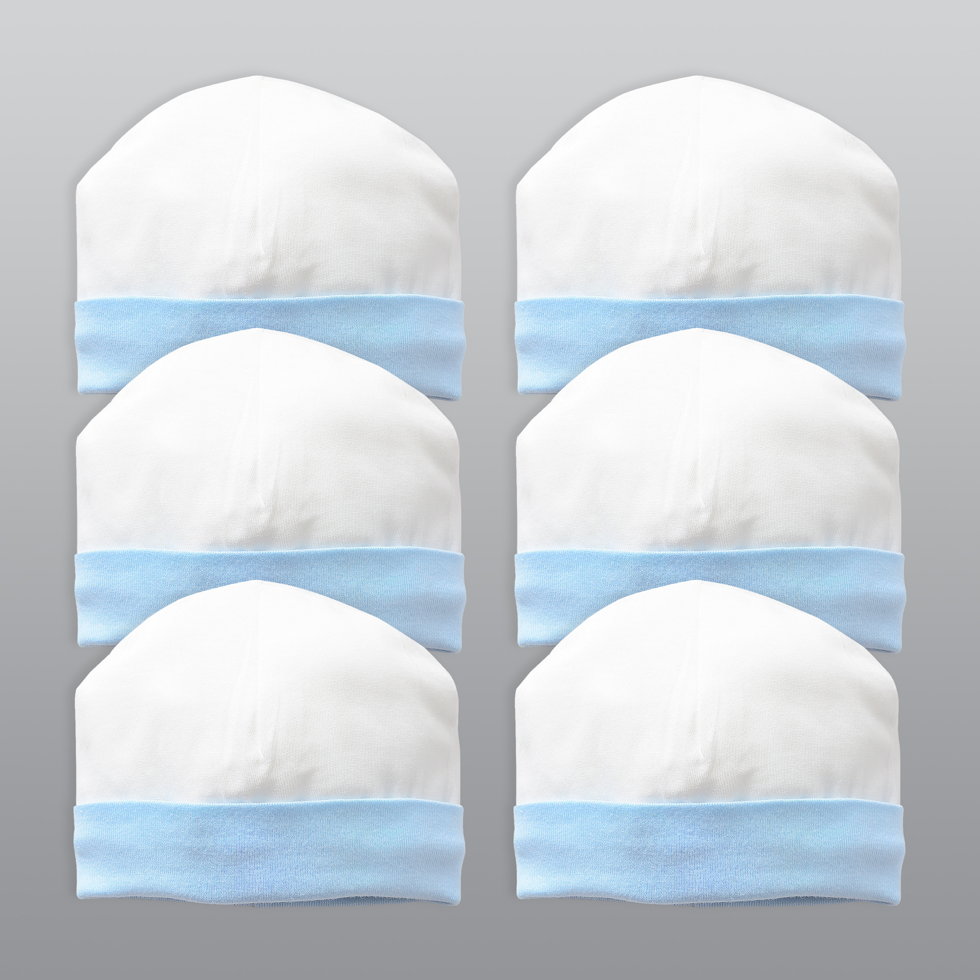 Cotton Stuff - 6-piece Cap (White with Blue) - Cotton Stuff
