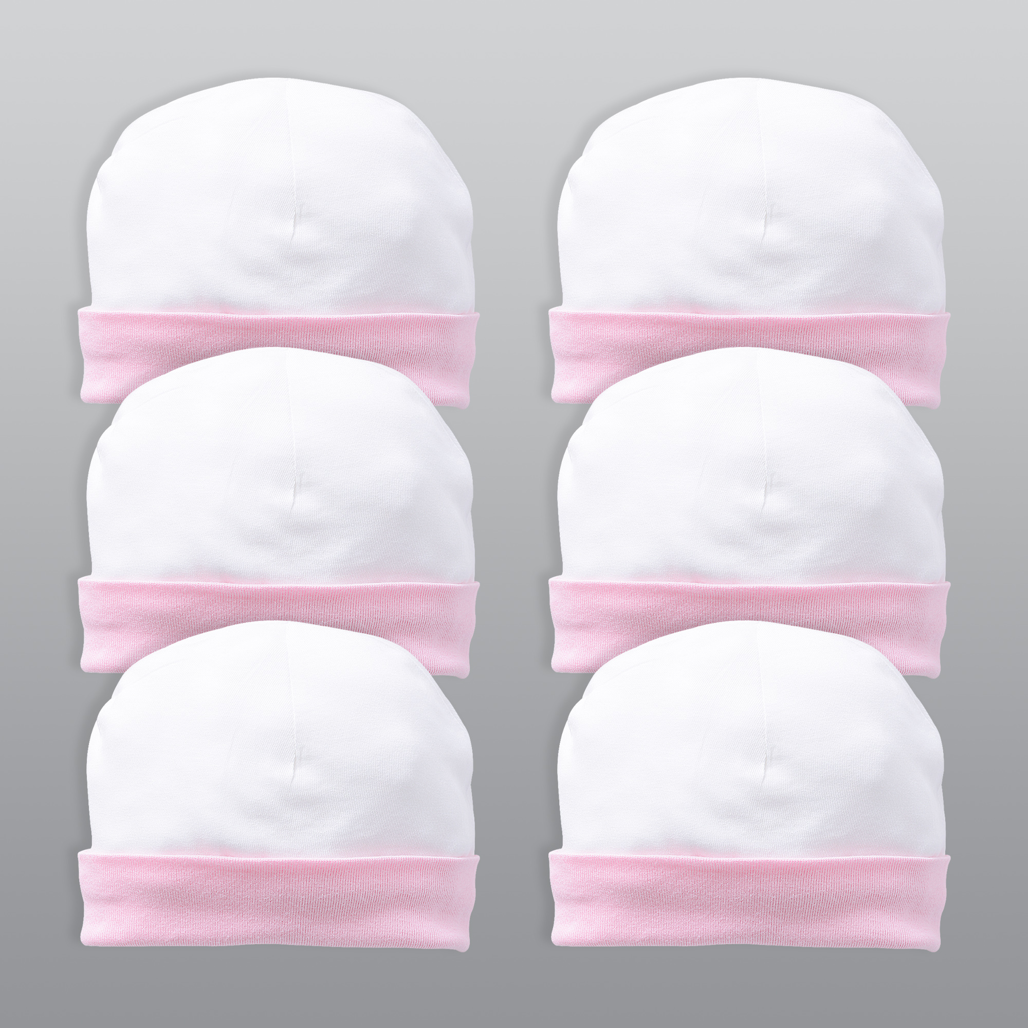 Cotton Stuff - 6-piece Cap (White with Pink) - Cotton Stuff